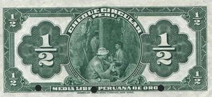 Billete de Banco: ½ Libra Peruana (Perú) (1914 Cheques Circulares ...