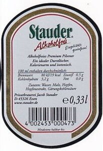 Drink Label: Stauder Alkoholfrei (Privatbrauerei Jakob Stauder, Germany ...