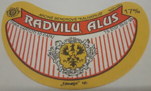 Drink Label: Radvilu Alus (Gamintojas AB Kalnapilio-Tauro Grupe ...