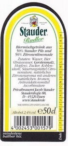 Drink Label: Stauder Radler (Privatbrauerei Jakob Stauder, Germany ...