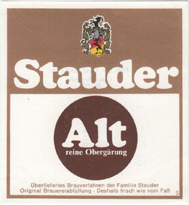 Drink Label: Stauder Alt (Privatbrauerei Jakob Stauder, Germany ...
