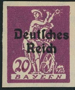 Stamp: Stamps of Bavaria overprinted Deutsches Reich (German Realm ...