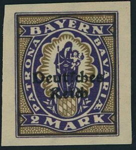 Stamp: Stamps of Bavaria overprinted Deutsches Reich (German Realm ...