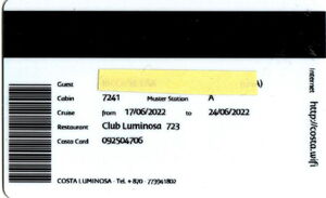 Tarjeta de hotel: Costa Luminosa - La tua Carta Costa - English Text ...