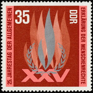 Stamp: 25th Anniversary - Universal Declaration of Human Rights ...