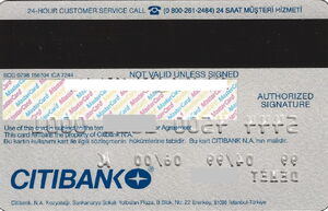 Bank Card: Citibank (Citibank, Türkiye (Turkey)Col:TR-MC-0625