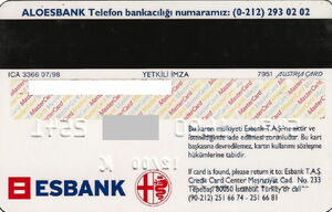 Bank Card: Esbank - Alfa Romeo (Esbank, Türkiye (Turkey)Col:TR-MC-0627
