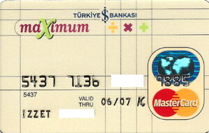Bank Card: Maximum (Türkiye İş Bankası, Türkiye (Turkey)Col:TR-MC-0628