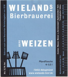 Drink Label: Wielands Hefe Weizen (Wielands Brauerei, Germany, Federal ...