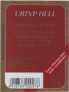 Drink Label: Altenburger Urtyp Hell (Altenburger Brauerei, Germany ...