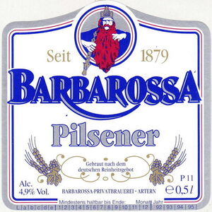 Drink Label: Barbarossa Pilsener (Brauhaus Barbarossa GmbH, Germany ...