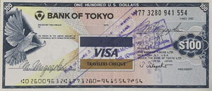 Banknote: 100 Dollars (Japan(Travellers Cheques) Col:JP-TC-BT-ND-100