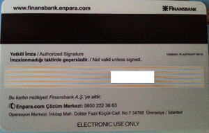 Bank Card: Encard (Finansbank, Türkiye (Turkey)Col:TR-VE-0170
