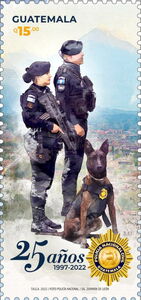Stamp: National Civil Police, 25 Years (GuatemalaYt:GT 786,Col:GT 2023. ...