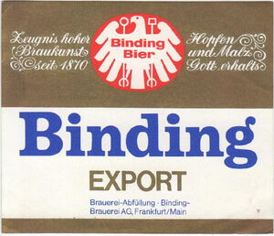 Drink Label: Binding Export (Binding-Brauerei AG, Germany, Federal ...