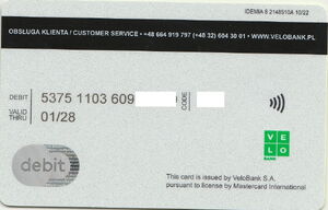 Bank Card: Velo (VeloBank, PolandCol:PL-MC-0780