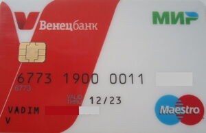 Bank Card: Venets Bank MIR-Maestro (Venets Bank, RussiaCol:RU-MI-0752