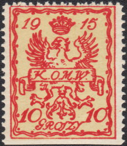 Timbre: Polish eagle (coat of arms of Poland) (Pologne, occup ...