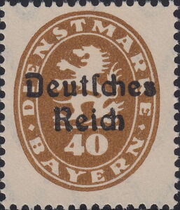 Stamp: Official stamp Optd 'Deutsches Reich' (German Realm(Official ...