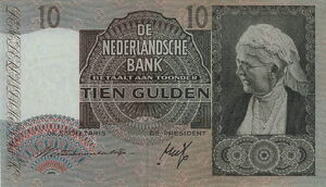 Banknote: 10 Gulden (Netherlands(1939-1943 Issue) Wor:P-53a.3