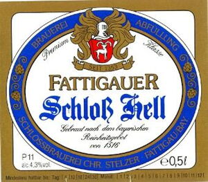 Drink Label: Fattigauer Schloss Hell (Schlossbrauerei Stelzer, Fattigau ...