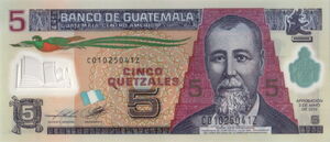 Banknote: 5 Quetzales (Guatemala(2010-2021 Issue) Wor:P-122 cr