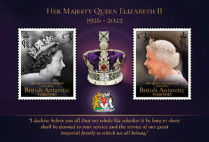 Stamp: Queen Elizabeth II Memorial Tribute (British Antarctic Territory ...