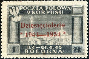 Stamp: Polish Victory in Italy - Overprint orange red (Poland - Polish ...