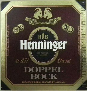 Drink Label: Henninger Doppelbock (Henninger Bräu, Germany, Federal ...
