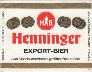 Drink Label: Henninger Export Bier (Henninger Bräu, Germany, Federal ...