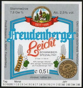 Drink Label: Freudenberger Leicht (Privat-Brauerei Alwin Märkl, Germany ...