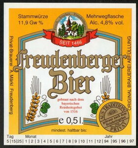 Drink Label: Freudenberger Bier (Privat-Brauerei Alwin Märkl, Germany ...