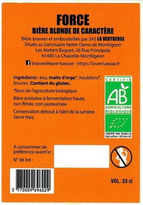 Drink Label: Force (Brasserie La Vertueuse, FranceCol:FR-BEER-000387