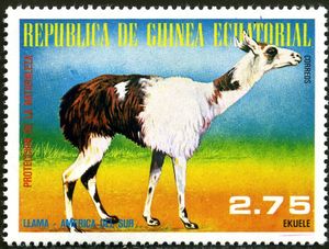 Stamp: Llama (Lama glama) (Equatorial Guinea(South American animals) Mi ...