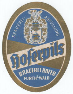 Drink Label: Hofer Pils (Hofer-Bräu, Germany, Federal RepublicCol:DE ...