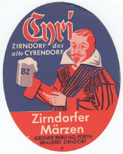Drink Label: Cyri Zirndorfer Märzen (Grüner Bräu Fürth, Germany ...
