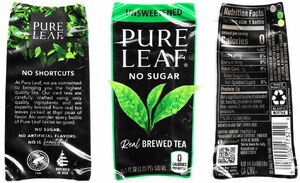 Drink Label: Unsweetened Pure Leaf Real Tea (Pepsi/ Lipton Tea ...