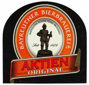 Drink Label: Aktien helles Original Export (Bayreuther Bierbrauerei AG, Germany, Federal ...
