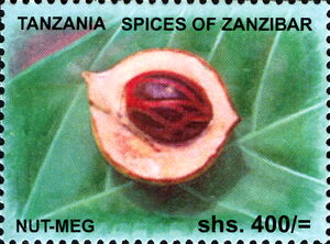 Stamp: Nutmeg (Tanzania(Spices of Zanzibar (2008)) Mi:TZ 4560,Sn:TZ ...