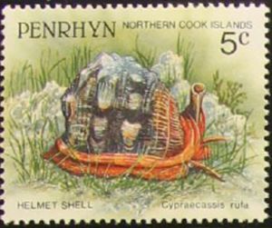 Stamp: Red Helmet Shell (Cypraecassis rufa) (Penrhyn(Marine Life) Mi:CK ...