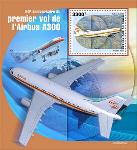 Stamp: 50th Anniversary of the First Flight of the Airbus A300 (Niger ...