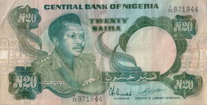 Banknote: 20 Naira (Nigeria(1984-2022 Issue) Wor:P-26d.1