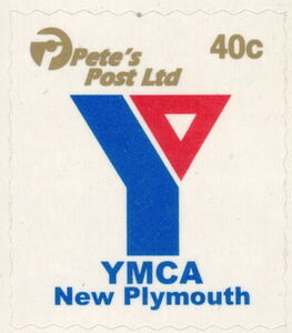 Stamp: YMCA New Plymouth. Blue Lettering (New Zealand: Private Post ...