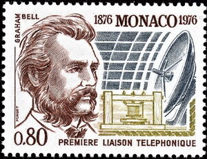 Stamp: Alexander Bell (1847-1922), telephone centenary (MonacoMi:MC ...