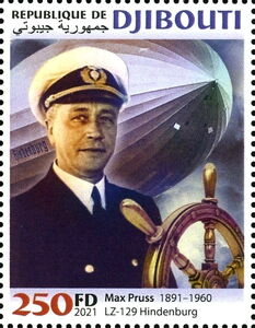 Stamp: Max Pruss and LZ 129 Hindenburg (Djibouti(LZ 129 Hindenburg ...