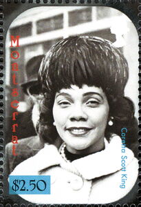 Stamp: Mrs. Coretta Scott King (Montserrat(80th Birth Anniversary of Dr ...