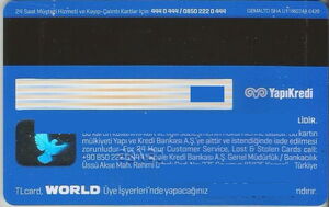 Bank Card: TLcard (Yapi Kredi Bankasi, Türkiye (Turkey)Col:TR-VI-0599