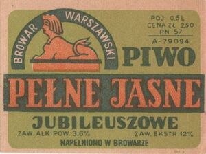 ฉลากเครื่องดื่ม: Jubileuszowe Pełne Jasne Piwo (Browar Warszawski /closed/, โปแลนด์Col:PL-BEER ...