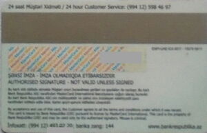 Bank Card: Color Lines (Bank Respublika, AzerbaijanCol:AZ-MC-0056