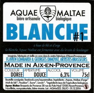 Drink Label: Blanche#1 (Brasserie Aquae Maltae, FranceCol:FR-BEER-001138